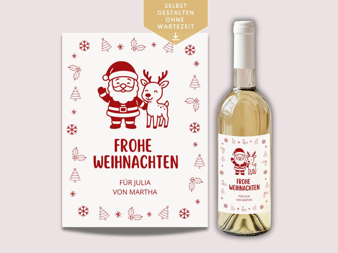 Wine Bottle Label for Christmas, Christmas Gift Under 15 Euros ...