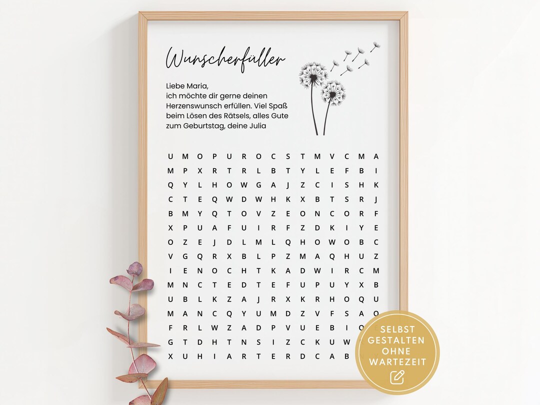 Personalized Wish-fulfillment Puzzle, Puzzle Voucher for a Heartfelt ...