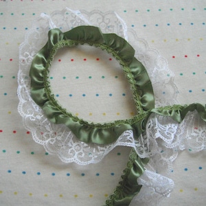 Olive Green Satin and White Lace Ruffle Trim 2 Wide - Etsy