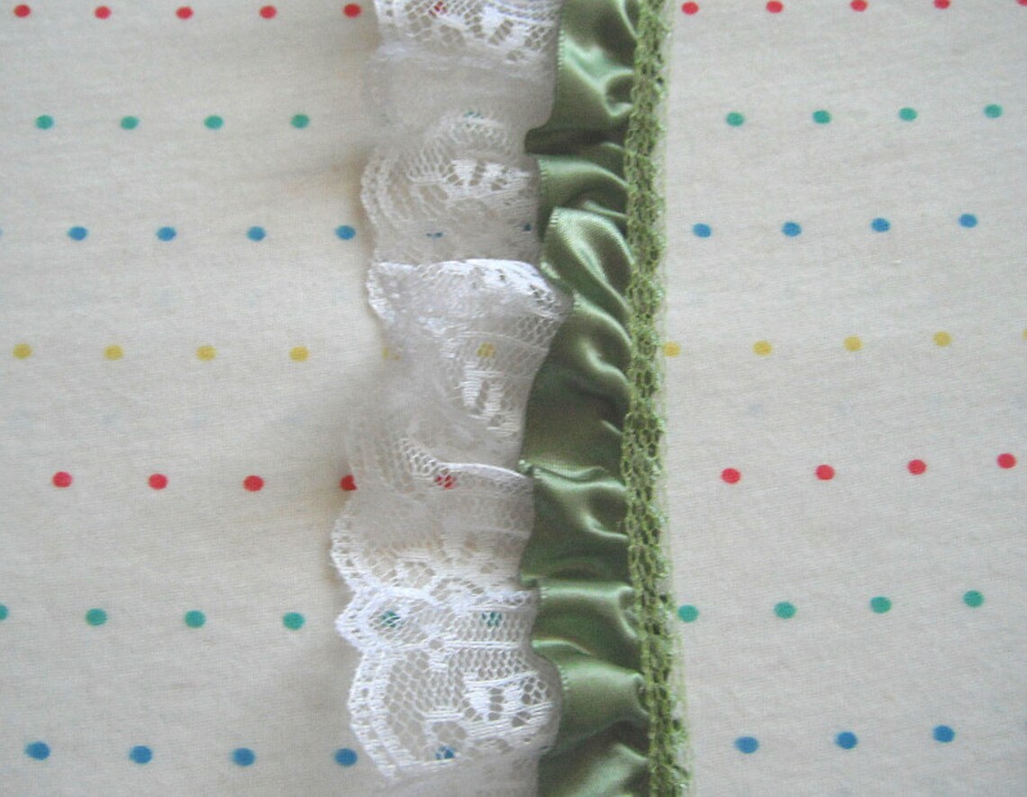 Olive Green Satin and White Lace Ruffle Trim 2 Wide - Etsy