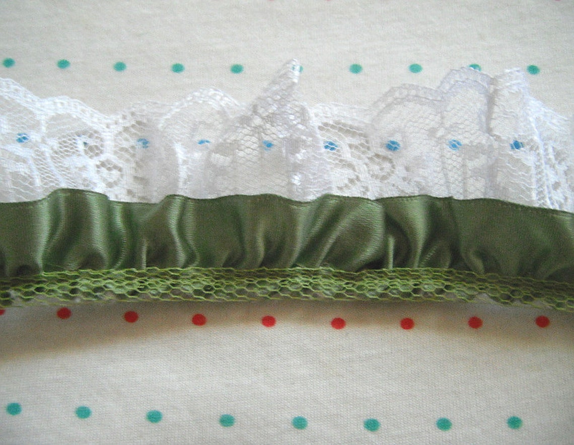 Olive Green Satin and White Lace Ruffle Trim 2 Wide - Etsy