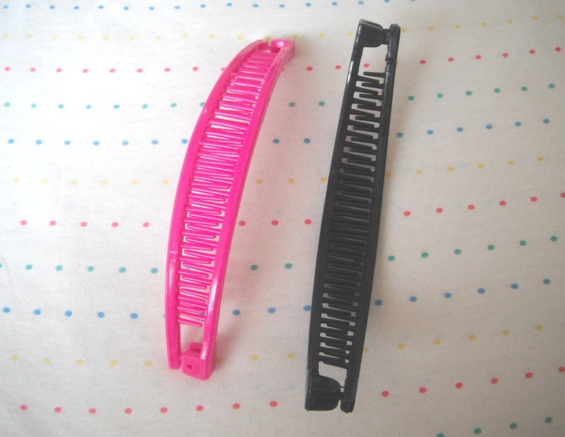 Hot Pink and Black Plastic Banana Hair Combs 6 Long 2 | Etsy