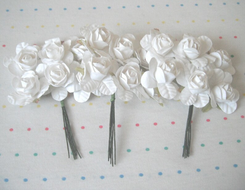 White Paper Millinery Flowers Large Sized Roses 1 1/2 | Etsy
