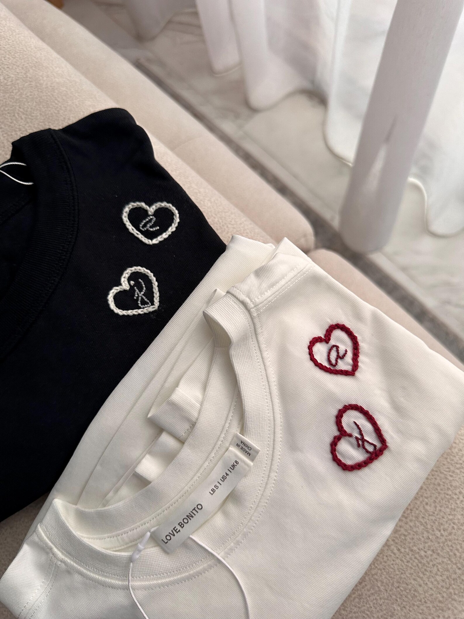 Women's Embroidered Heart Letter or Word T-shirt - Etsy