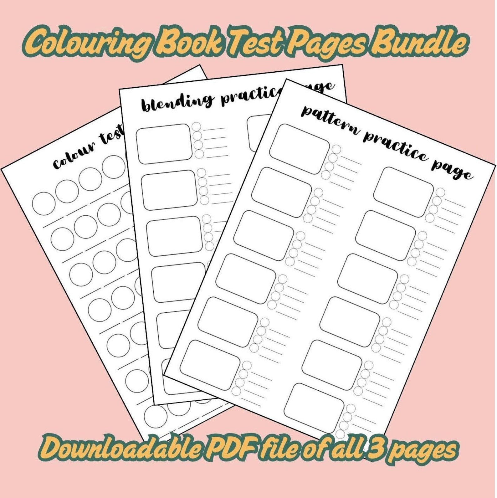 Printable Colouring Book Test Pages Bundle - Round Design - Etsy