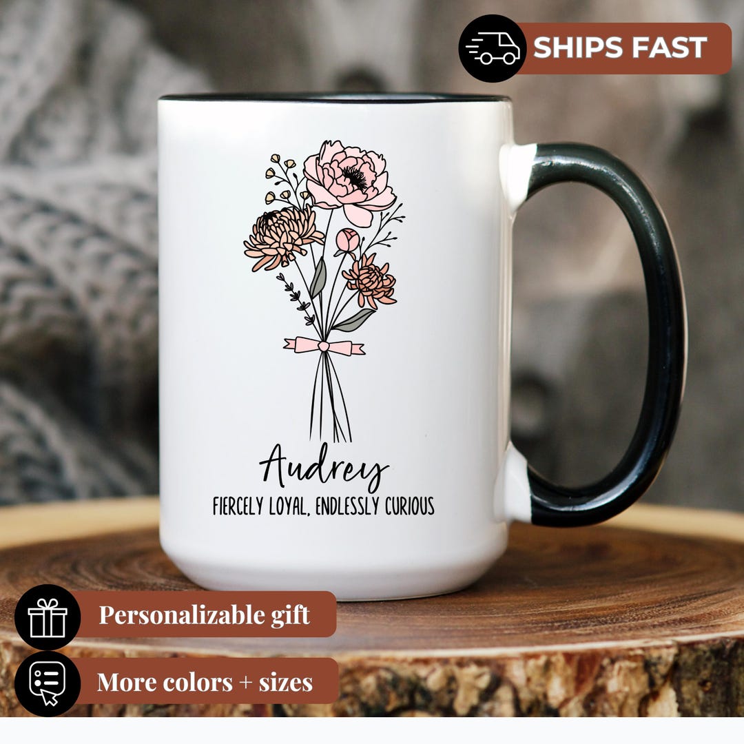 November Birth Month Flower Mug Birth Flower Coffee Mug Personalized ...