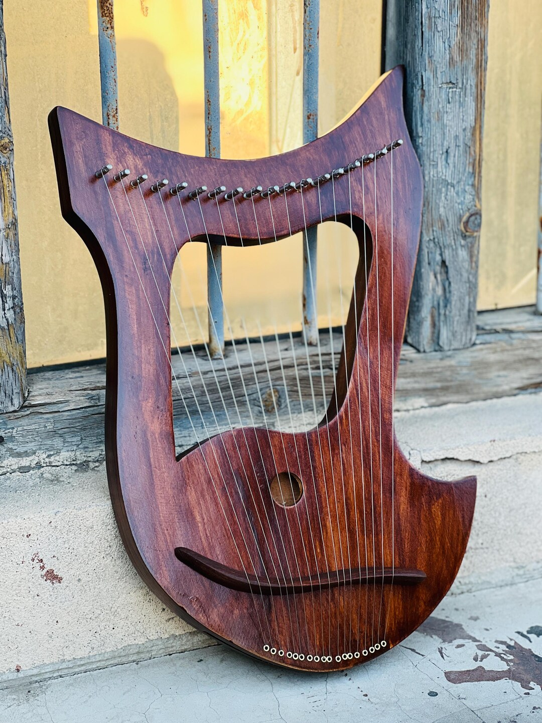 Musical Lyre Harp 18 Strings Wooden Lyre Harp With Free Strings Set Bag ...