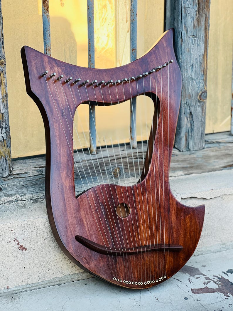 Musical Lyre Harp 18 Strings Wooden Lyre Harp With Free Strings Set Bag ...