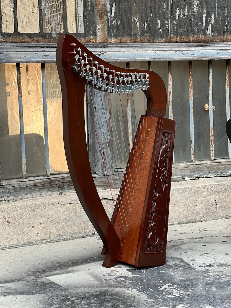 Rosewood Celtic Lever 15 Strings Lyre Harp Irish Wooden Harp With Carry ...