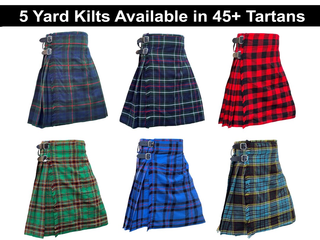 Men's Scottish 5 Yard Kilts Traditional Highland Tartan Kilts Available ...