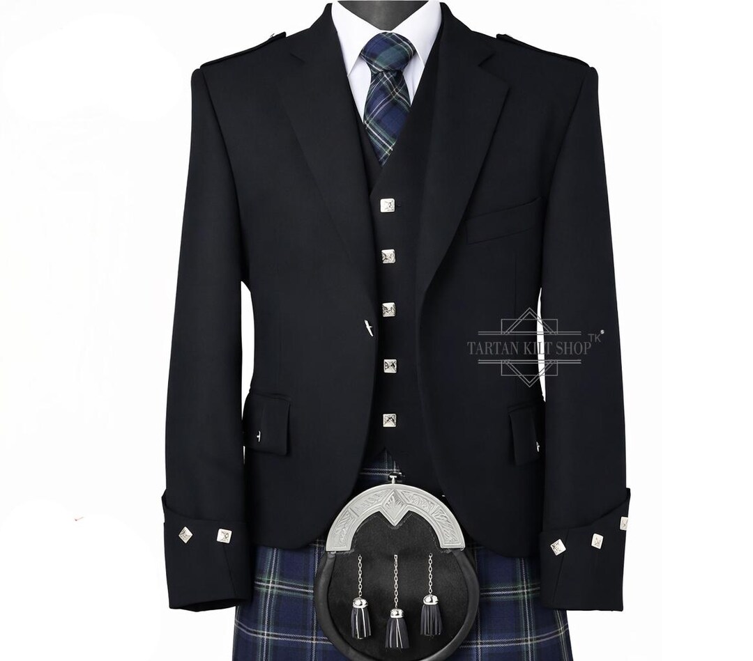 Men's Argyle Kilt Jacket With 5 Button Vest Scottish Wedding Kilt ...