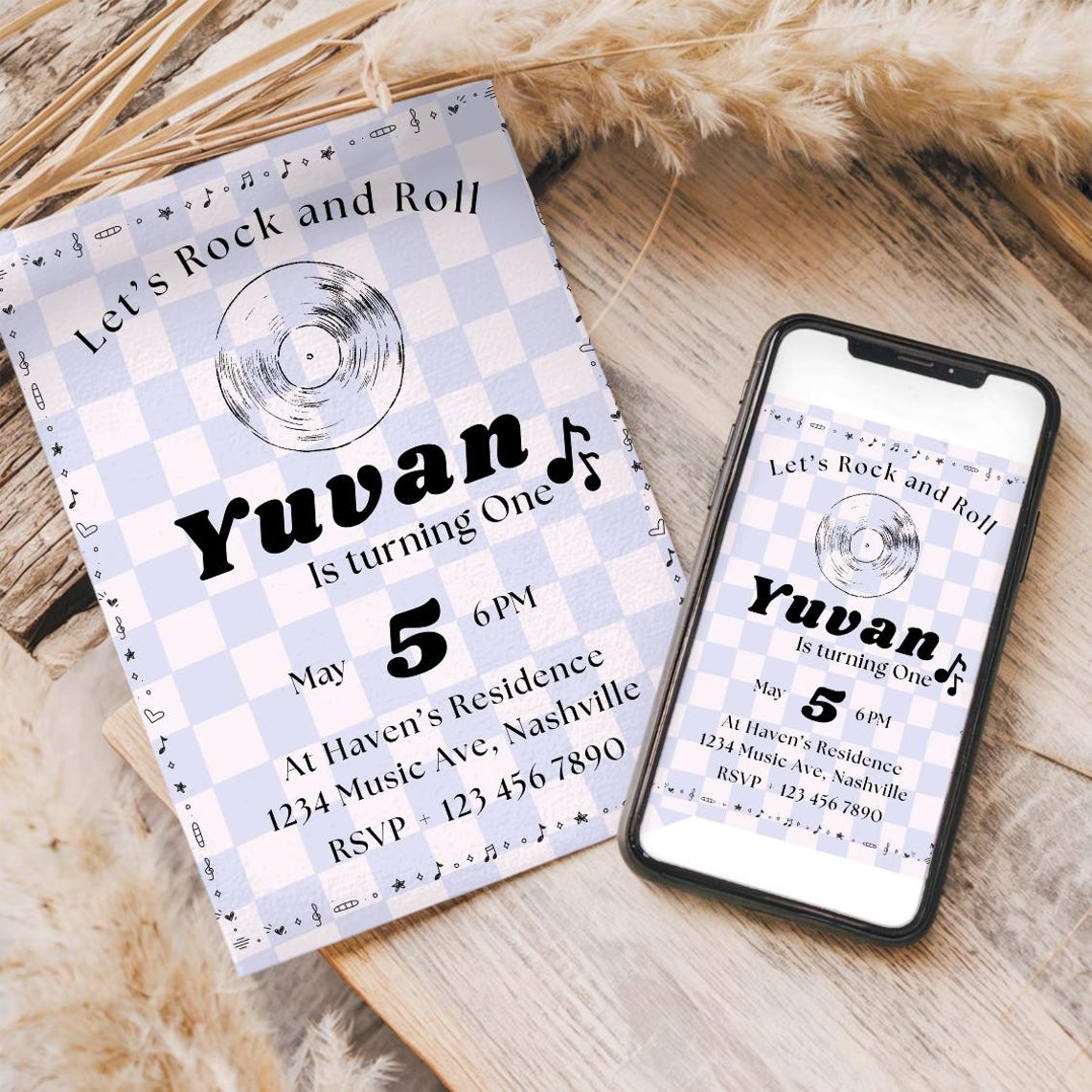 Editable Rock and Roll Birthday Party Invite, ONE Rocks Music Theme ...