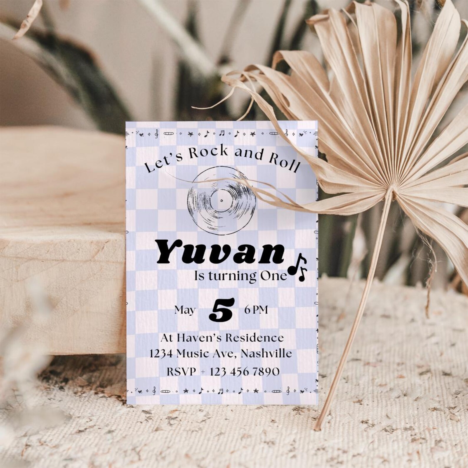 Editable Rock and Roll Birthday Party Invite, ONE Rocks Music Theme ...