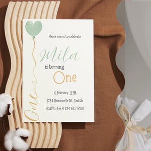 Balloon Birthday Invitation Template, Heart Shape Watercolor Balloon ...