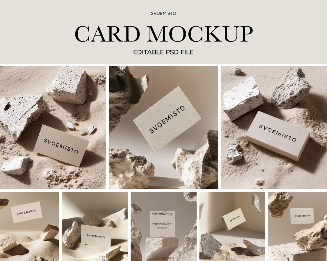 22 Business Card Mockups PSD Bundle Set , Branding Mockups, Neutral ...