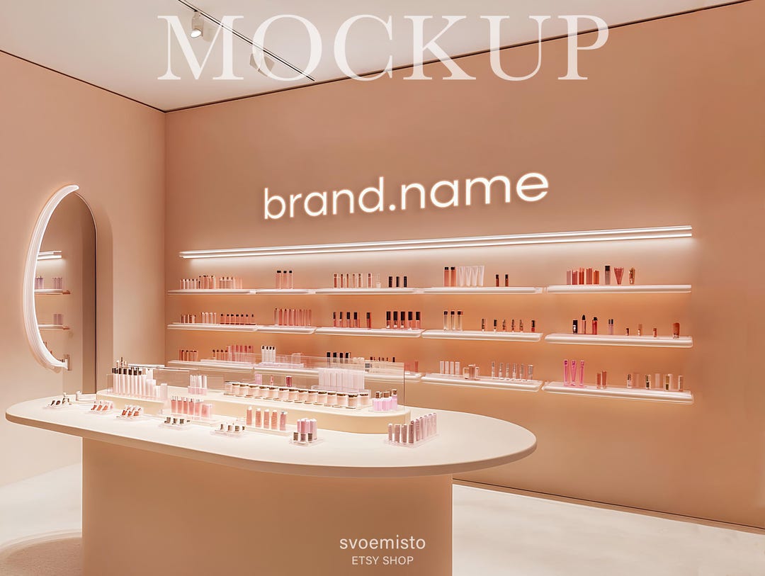 Logo Display Mockup, Store Facade Design, Elegant Salon Mockup, Front ...