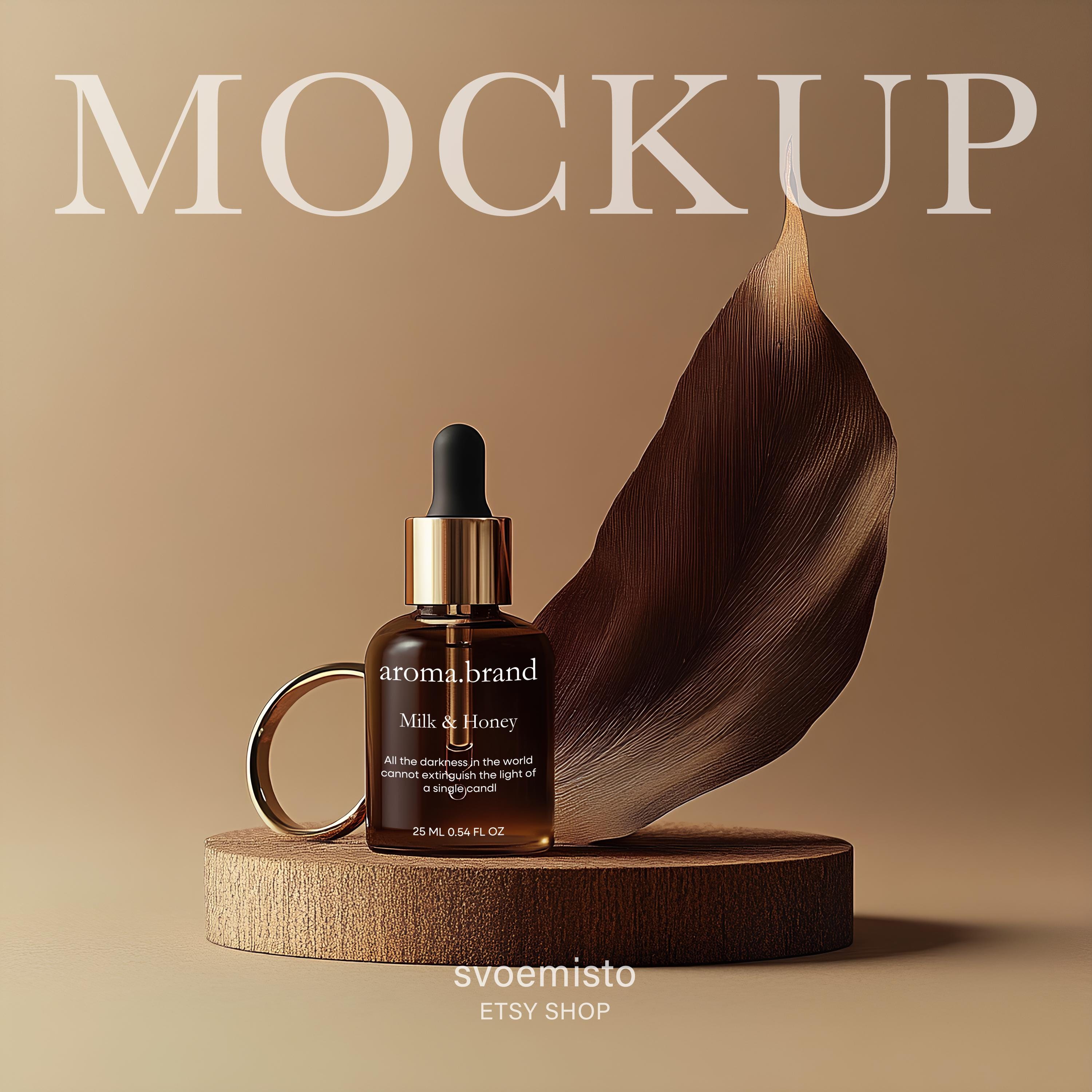 Elegant Glass Bottle Mockup, Box Skincare Branding Template, Glass Pump ...