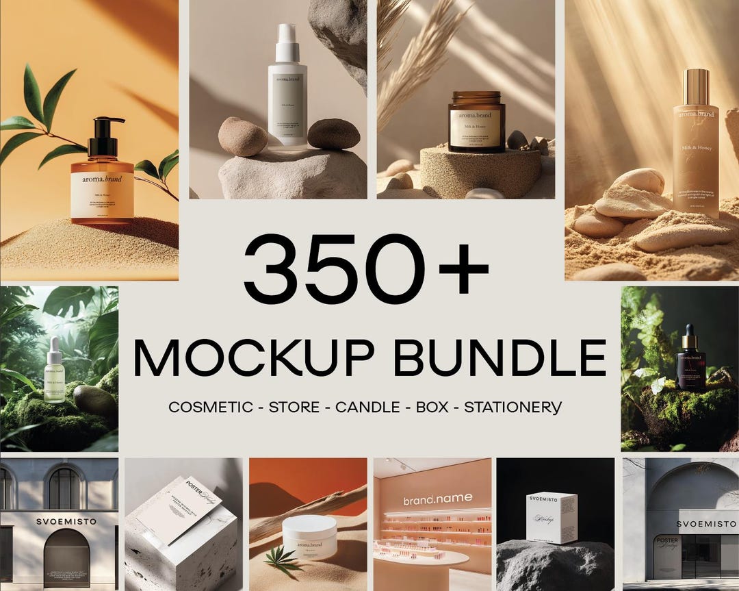 350+ Cosmetic, Candle, Box, Stationery, Store Mockup PSD Bundle Set ...