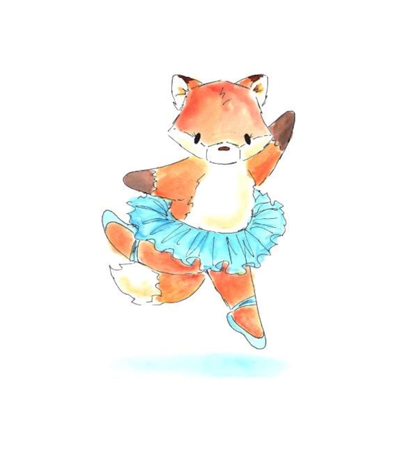 Ballerina Fox 1- Fox Nursery Art, Animal Nursery Art, Cute Animal ...