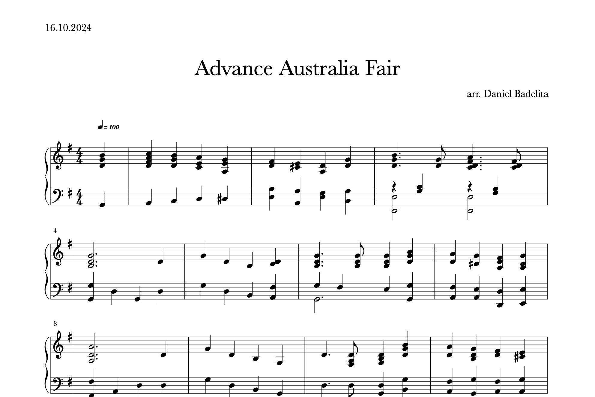 Advance Australia Fair - Australian Anthem | Intermediate Arrangement ...