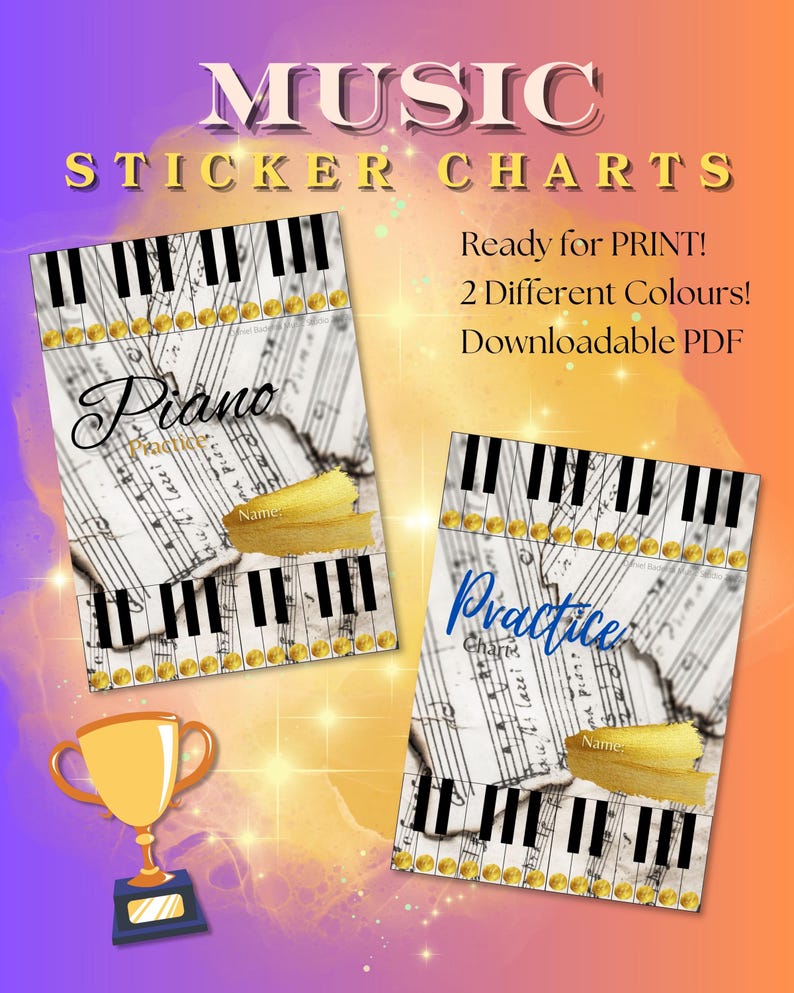 Printable Music Sticker Reward Chart | 2x 28 Days Piano Practice ...