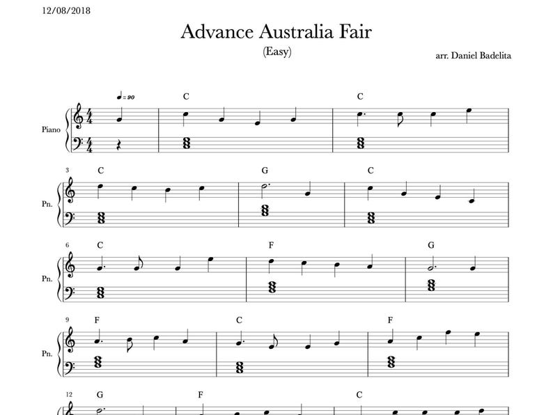 Advance Australia Fair - Australian Anthem | Easy Arrangement Piano ...