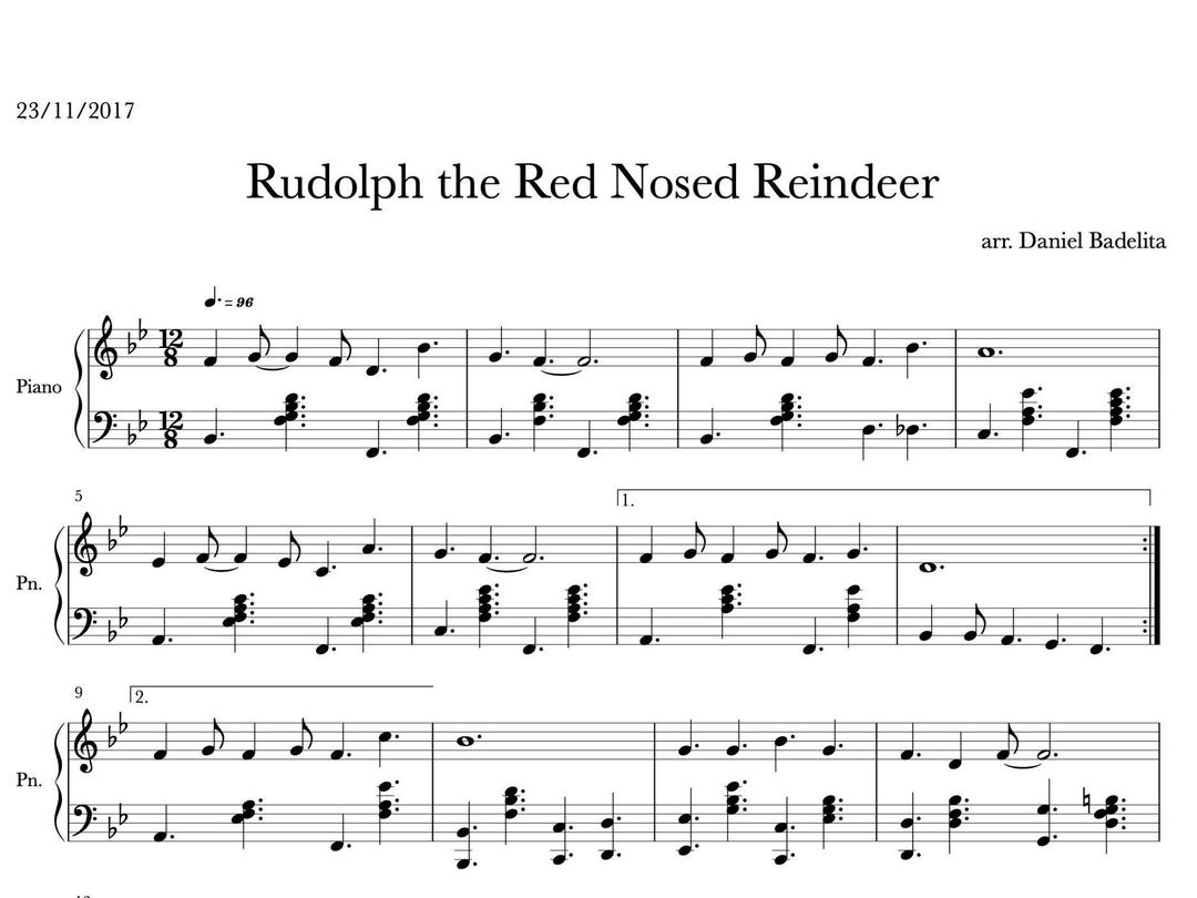 Rudolph the Red Nosed Reindeer - Christmas | Arrangement Piano Keyboard ...