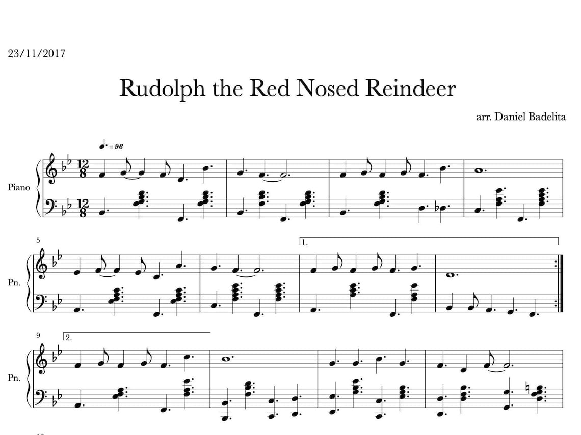 Rudolph the Red Nosed Reindeer - Christmas | Arrangement Piano Keyboard ...