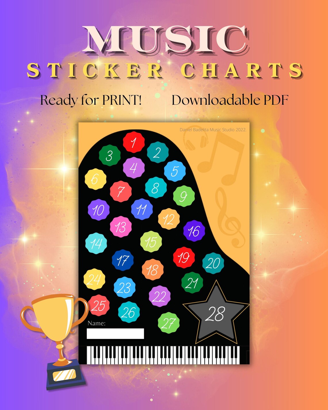 Printable Music Sticker Reward Chart | 28 Days Piano Practice ...