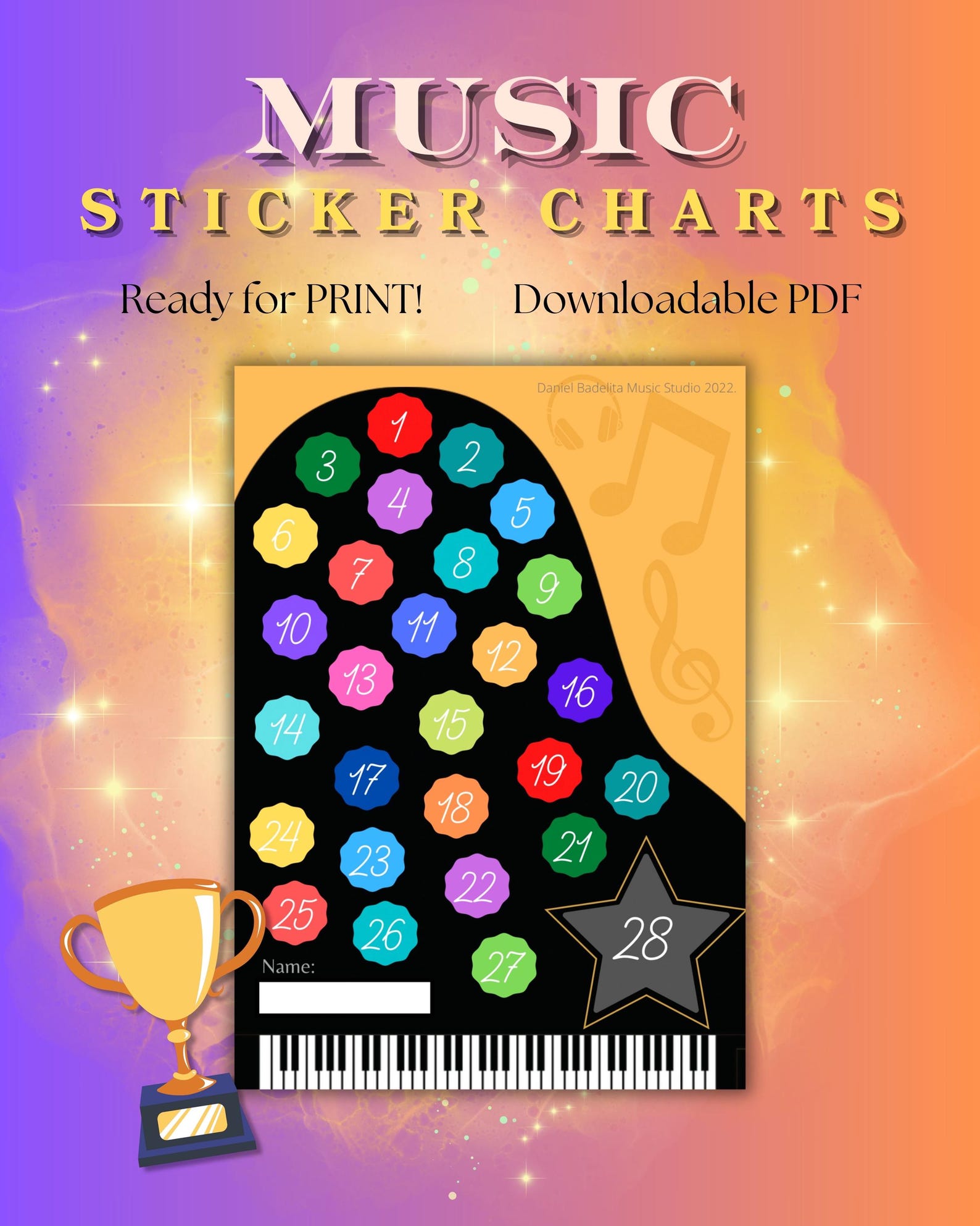 Printable Music Sticker Reward Chart | 28 Days Piano Practice ...
