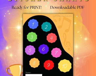 Printable Music Sticker Reward Chart | 5x 30 Days Piano Practice ...