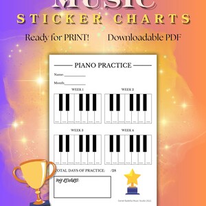 Printable Music Sticker Reward Chart | 4 Weeks Piano Practice ...