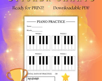 Printable Music Sticker Reward Chart | 30 Days Snake Piano Practice ...
