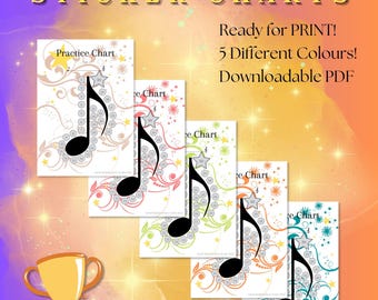 Printable Music Sticker Reward Chart | 30 Days Snake Piano Practice ...