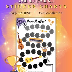 Printable Music Sticker Reward Chart | 30 Days Snake Piano Practice ...