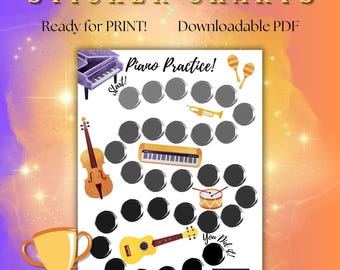 Printable Music Sticker Reward Chart | 5x 30 Days Piano Practice ...