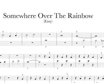 Somewhere Over The Rainbow Piano Sheet Music Easy Color Coded Beginner