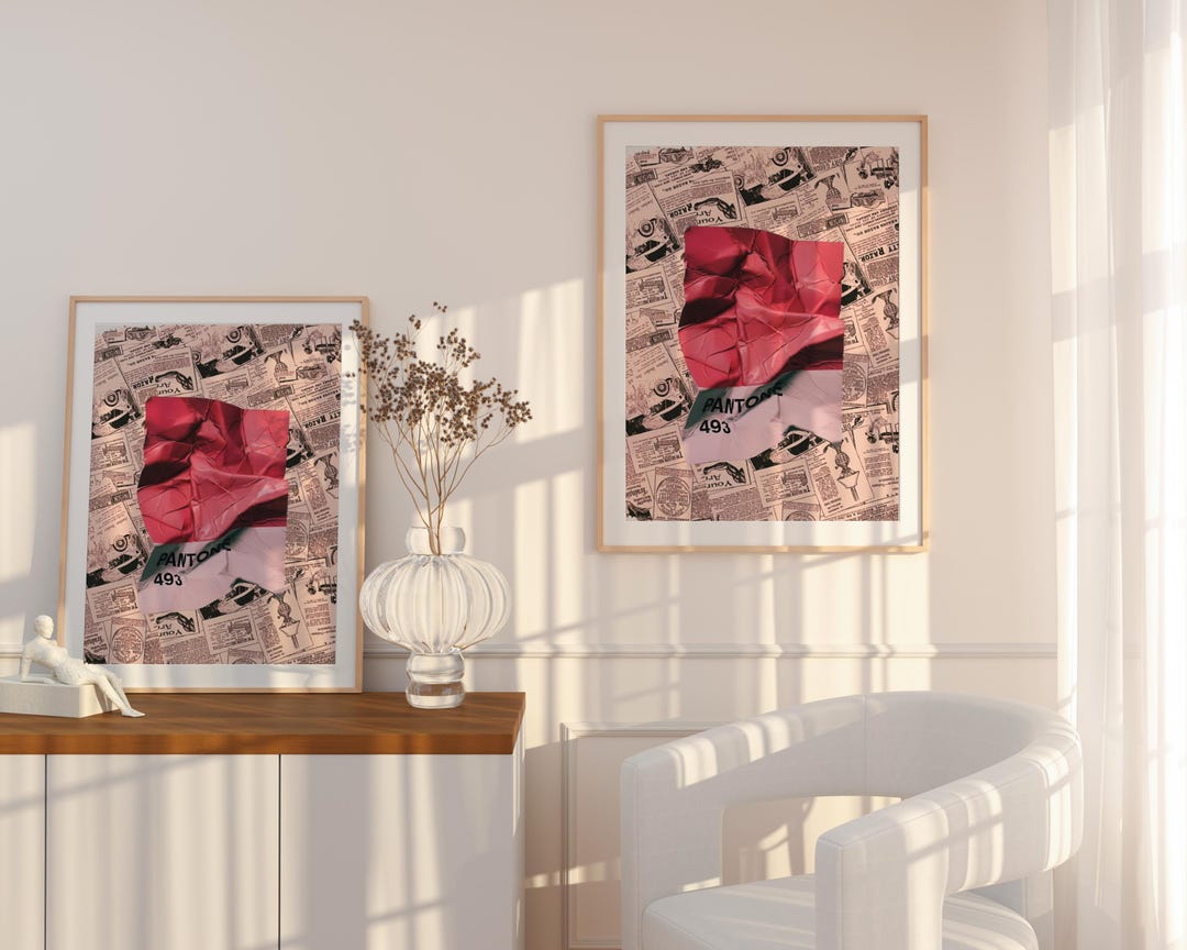 Pantone 493 Crumpled Foil Print: Vintage Collage Texture (digital ...