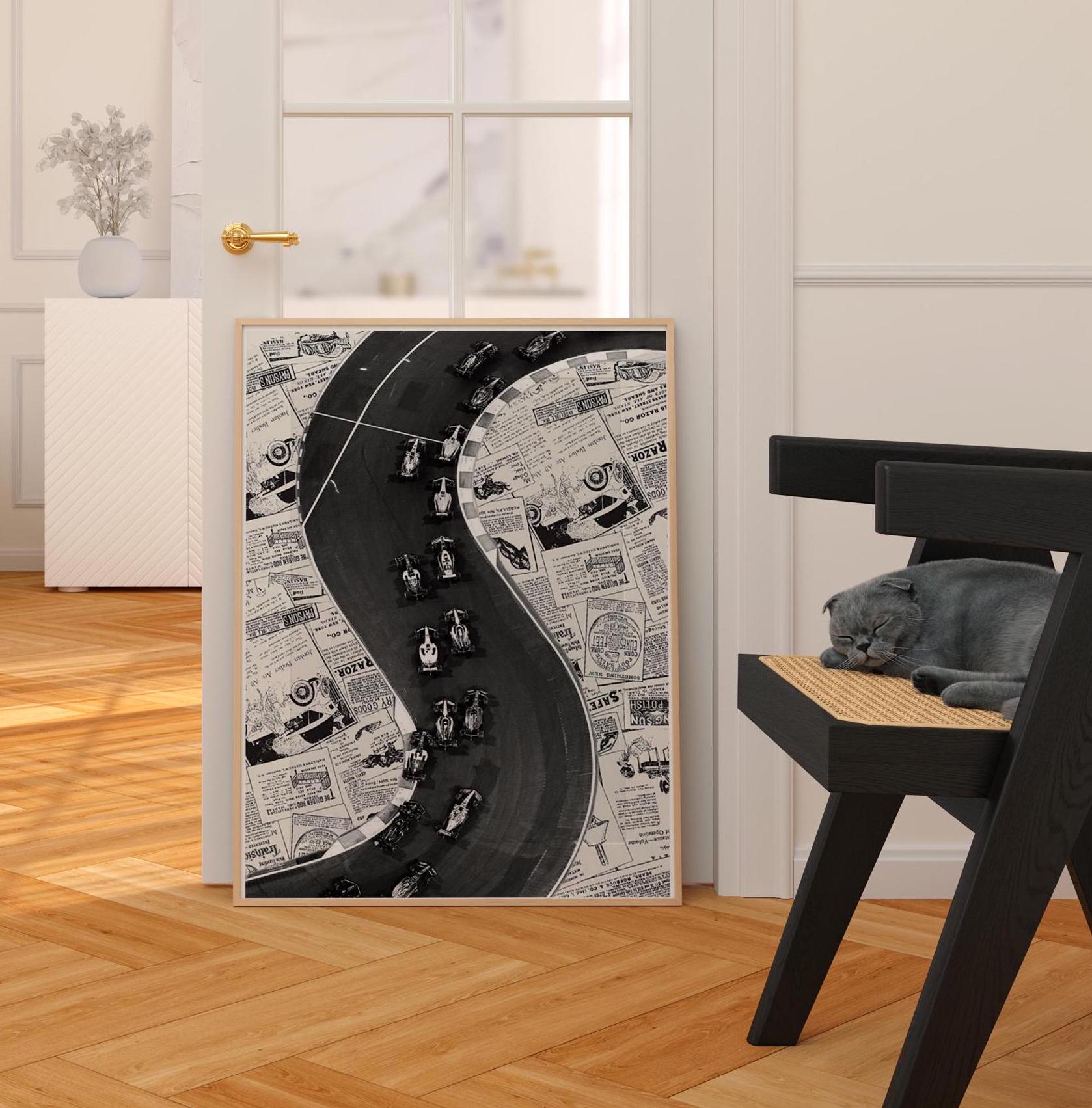 Formula 1 Racing Wall Art - Vintage Collage Digital Poster for ...