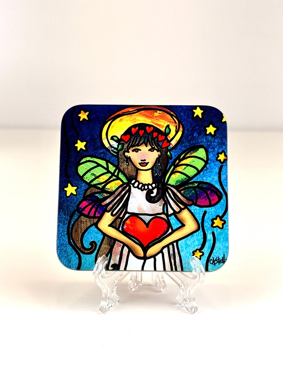 Angel De Amor Coaster or Magnet: Puerto Rican Art by Susana Castells ...