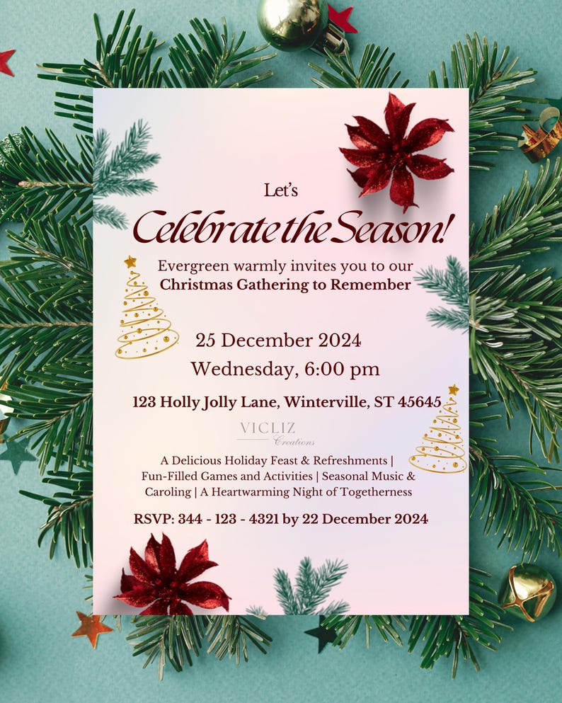 Holiday Cheer Invitation Template | Editable Christmas Party Flyer ...
