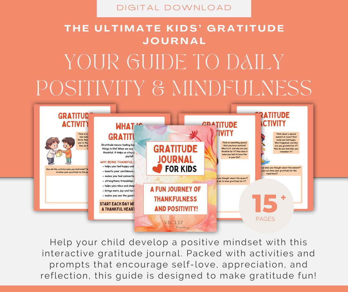 Printable Kids Gratitude Journal | Fun Workbook for Mindfulness and ...