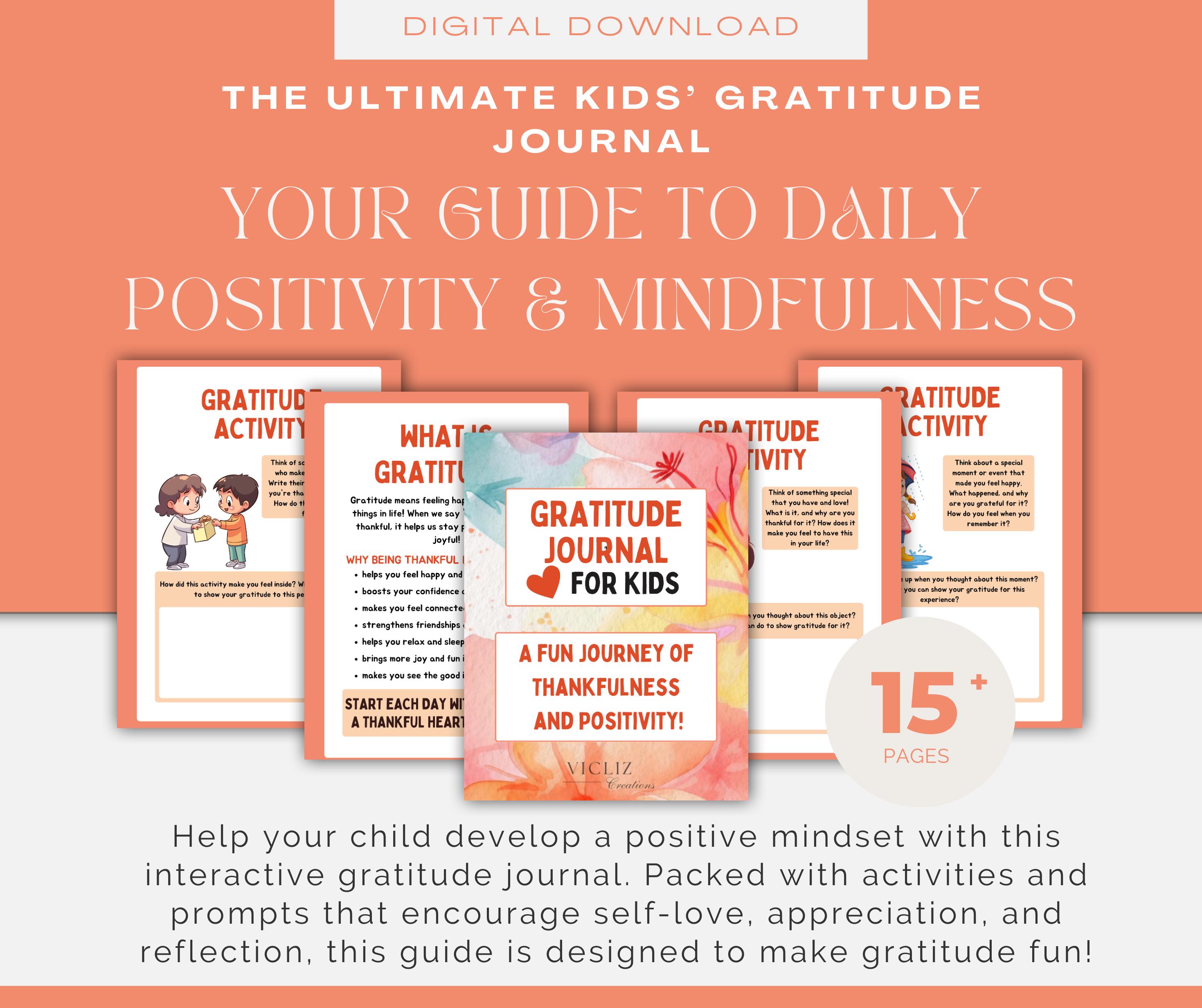 Printable Kids Gratitude Journal | Fun Workbook for Mindfulness and ...