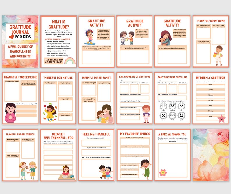 Printable Kids Gratitude Journal | Fun Workbook for Mindfulness and ...
