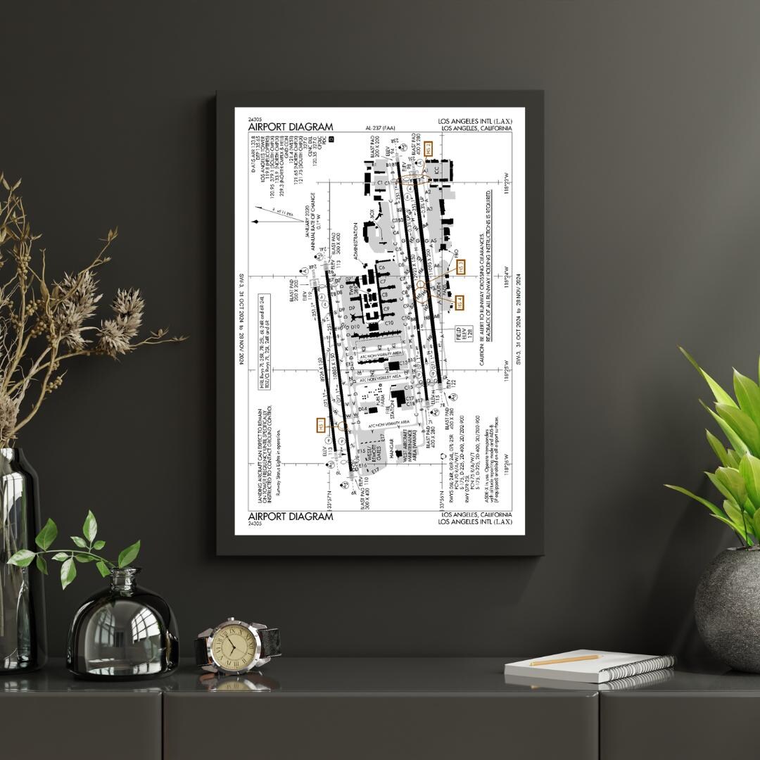 LAX Airport Layout, Giclée Art Print, LAX Poster Wall Art, Aviation ...