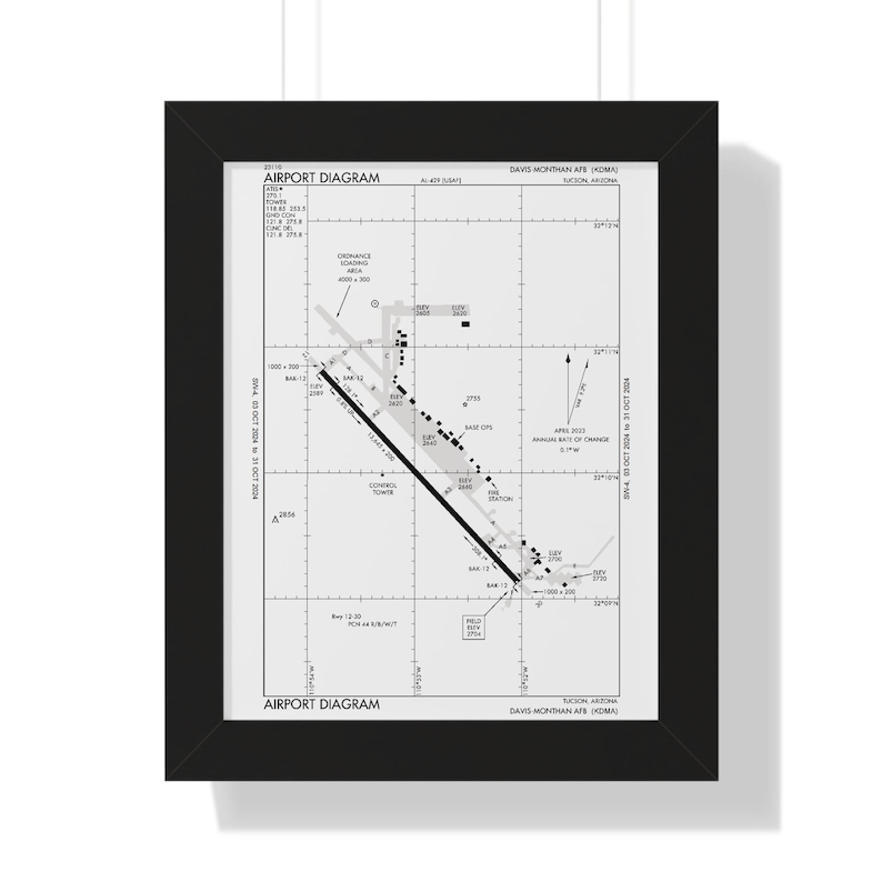 Davis-monthan Air Force Base, Framed Vertical Poster, FAA Airport ...