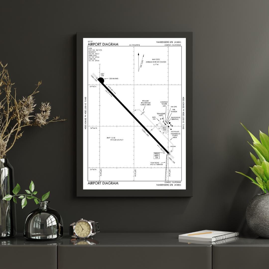 Vandenburg Space Force Base Layout, Giclée Art Print, Poster Wall Art ...