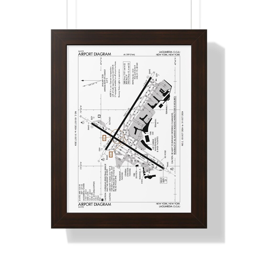 La Guardia International Airport, Framed Vertical Poster, FAA Airport ...
