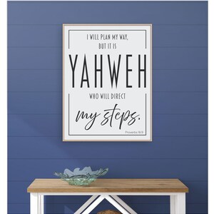 Scripture Wall Art | Yahweh Directs My Steps | Modern Framed Christian ...