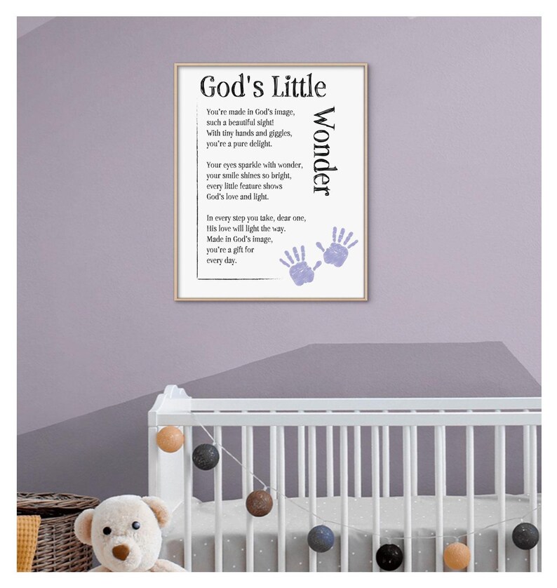 Christian Nursery Wall Art – God's Little Wonder Poem With Baby Hands ...